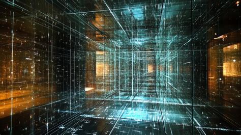 Abstract Digital Grid Background With Glowing Lights Premium Ai Generated Image