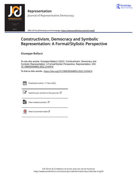 Constructivism Democracy And Symbolic Representation A Formal Stylistic