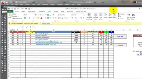 Add Text In Autocad Using Excel And Vba Youtube