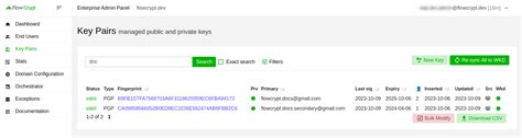 search for keys flowcrypt docs