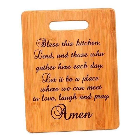 Kitchen Prayer Bamboo Cutting Board Christian Housewarming T