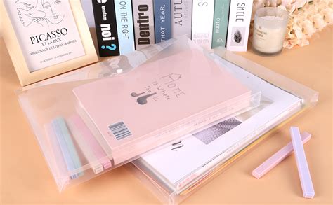 EOOUT 12pcs Plastic Envelopes Clear Folders Expandable Gusset And Plastic Waterproof Envelope