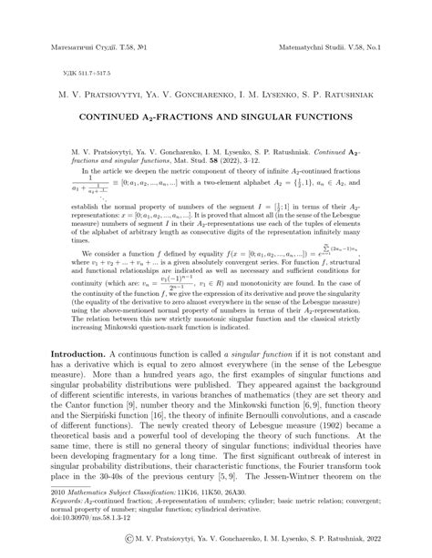 Pdf Continued Mathbf A2 Fractions And Singular Functions