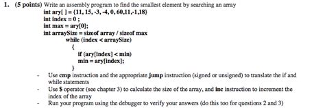 Solved 1 5 Points Write An Assembly Program To Find The
