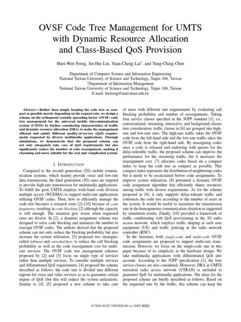 Ovsf Code Tree Management For Umts Pdf Quality Of Service Image