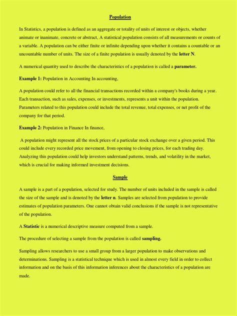 Statistic Notes Pdf Sampling Statistics Statistics