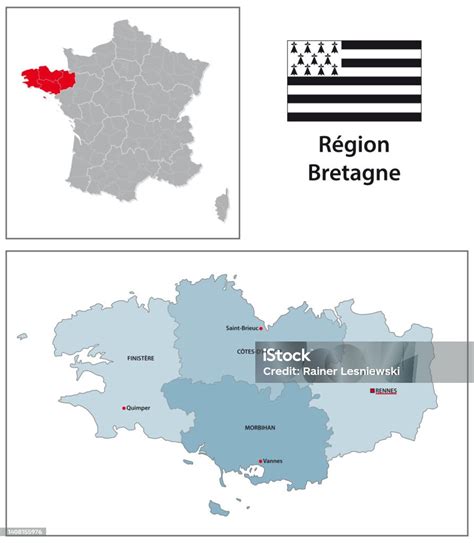 Ilustración De Mapa Vectorial Administrativo Con Bandera De La Región