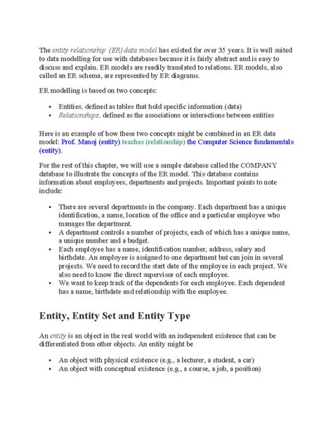 Entity Concepts Introduction To Database The Entity Relationship
