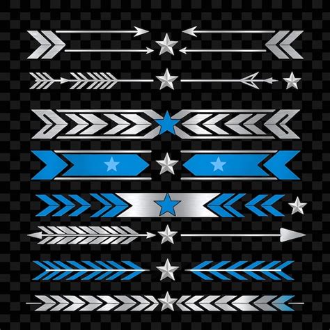 Decorative Borders Chevron Arrows And Stars Metallic Silver And Blue