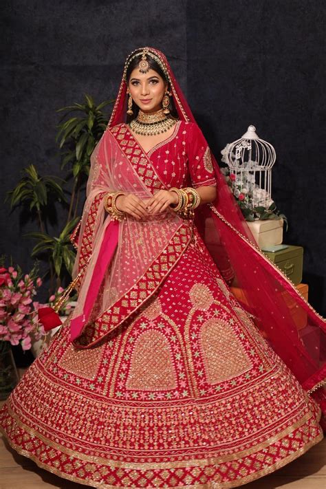 Magenta Magenta Pink Bridal Lehenga Choli By Her Closet For Rent Online