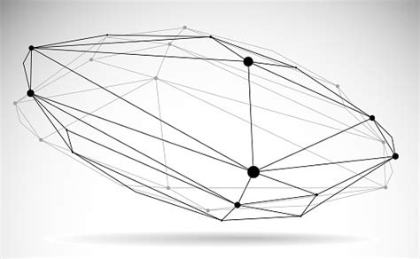 추상 3d 메쉬 모양 벡터 일러스트레이션 흰색 배경에 격리 된 라인 기술 다각형 물체와 연결된 점 동적 기술 및 과학 격자 3차원 형태에 대한 스톡 벡터 아트 및 기타