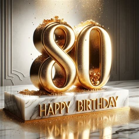 Shimmering Gold 80th Birthday Scene Of Elegance Stock Illustration