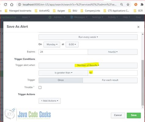 splunk schedules and alerts example java code geeks