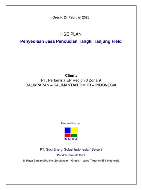 Hse Plan Pertamina Ep Pdf