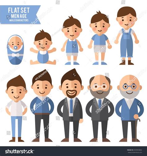 Набор символов в плоском стиле Мужские стоковая векторная графика без лицензионных платежей