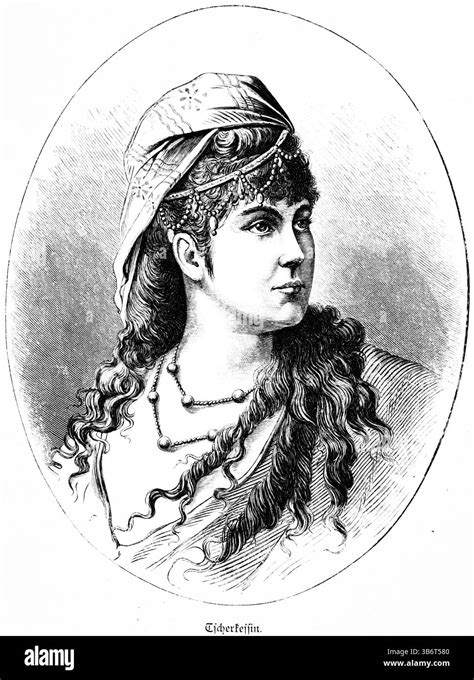 Circassian Portrait Of A Young Russian Woman Brisk Serious Look Long Black Hair Curly