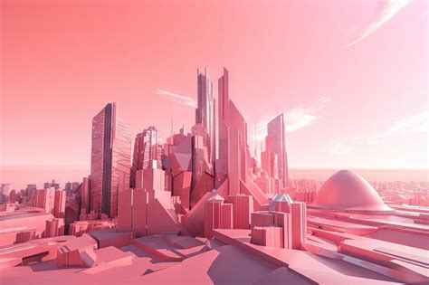 Premium Ai Image Pink Future With D Rendering Of Futuristic City In