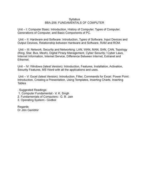 BBA COFM Syllabus - bba - Syllabus BBA-206: FUNDAMENTALS OF COMPUTER ...