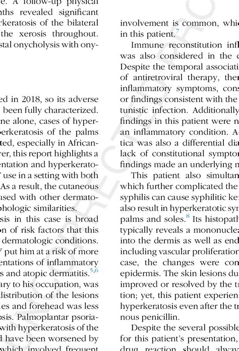 Hyperkeratosis And Hyperpigmentation Of The Bilateral Palms A And The Download Scientific