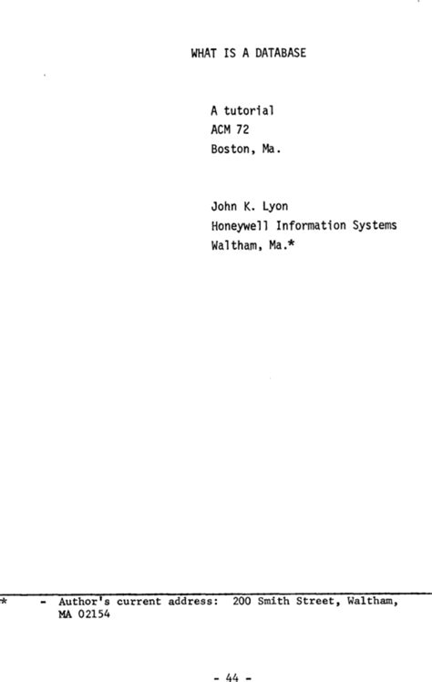 What Is A Database Acm Sigmod Record