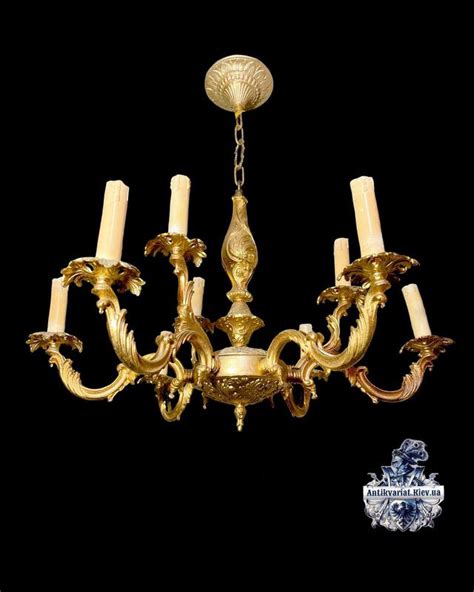 Антикварна бронзова старовинна кришталева вінтажна люстра світильник