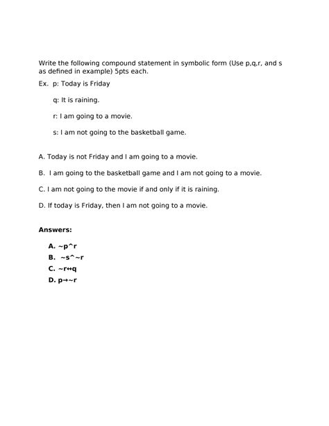 activity on compound statements write the following compound