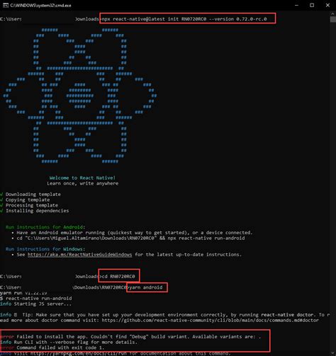 Error On Running Couldn T Find Debug Build Variant Issue Facebook React Native