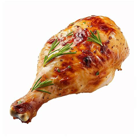 Sabrosa Y Deliciosa Pierna De Pollo Asada Sobre Un Fondo Blanco Foto