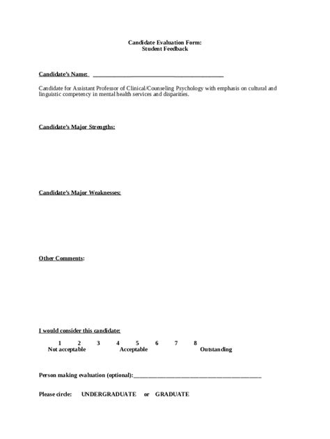 Sample Candidate Evaluation Doc Template Pdffiller