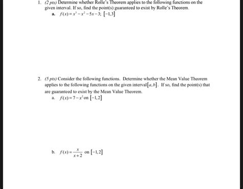 Solved 2 Pts Determine Whether Rolles Theorem Applies To