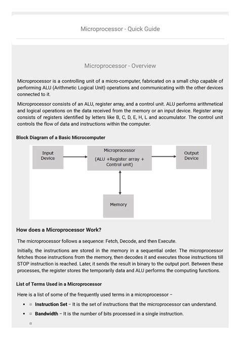 BSC IT Th Sem Microprocessor Quick Notes Microprocessor Quick GuideMicroprocessor Quick