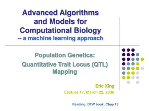 PPT Advanced Algorithms And Models For Computational Biology A Machine Learning Approach