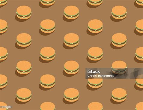 햄버거 3d 아이소메트릭 원활한 패턴 패스트 푸드 버거 컨셉 포스터 및 소셜 배너 포스트 디자인 일러스트레이션 복사 공간 벡터