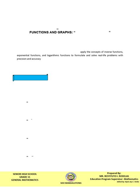 Activity Sheet 11 Gr 11 Exponential Function Pdf Function Mathematics Exponential