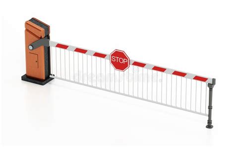 Closed Automatic Car Barrier System Isolated On White Background 3d