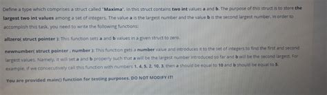 Solved Define A Type Which Comprises A Struct Called