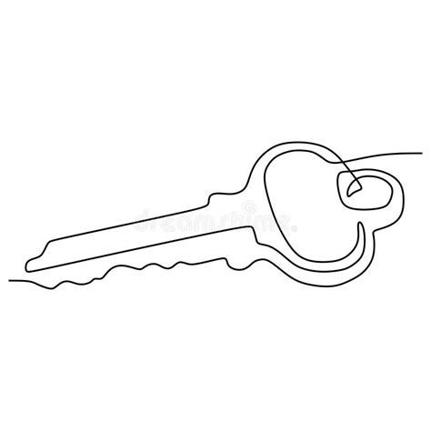 One Line Drawing Key Minimalist Vector Illustration Object Minimalism