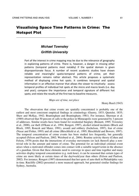 Pdf Visualising Space Time Patterns In Crime The Hotspot Plot