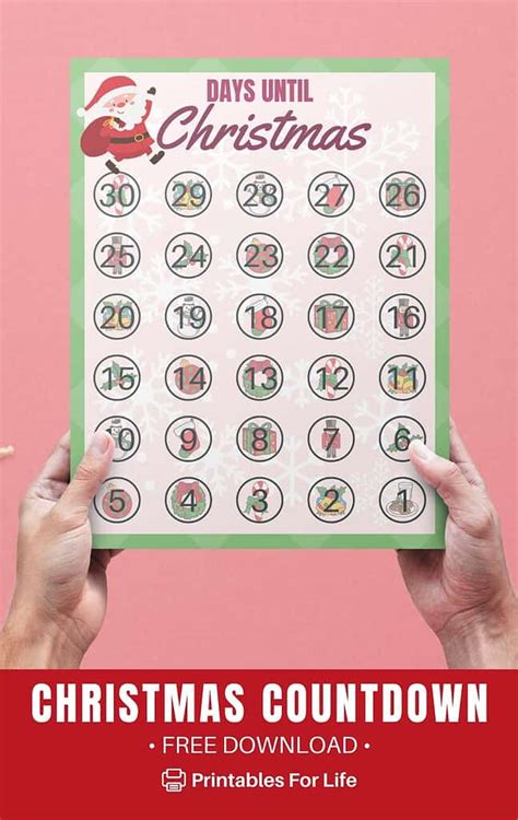 Free Christmas Countdown Calendar Printable