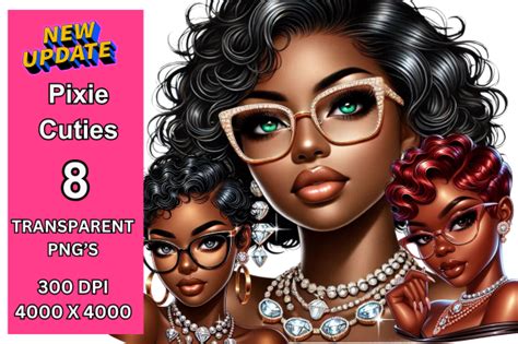 African American Pixie Cut Cuties Graphic By Charmed Pixels Studio