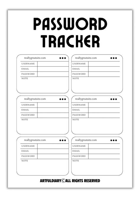 Free Password Tracker Printable Template