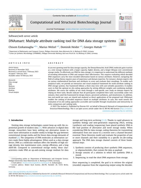 pdf dnasmart multiple attribute ranking tool for dna data storage