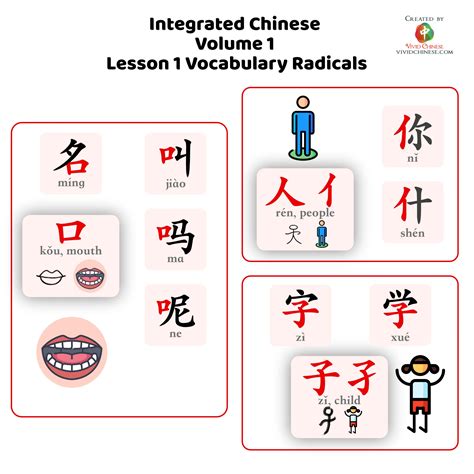 Integrated Chinese Volume 1and2 Lesson 1 20 Radical Infographics Vivid