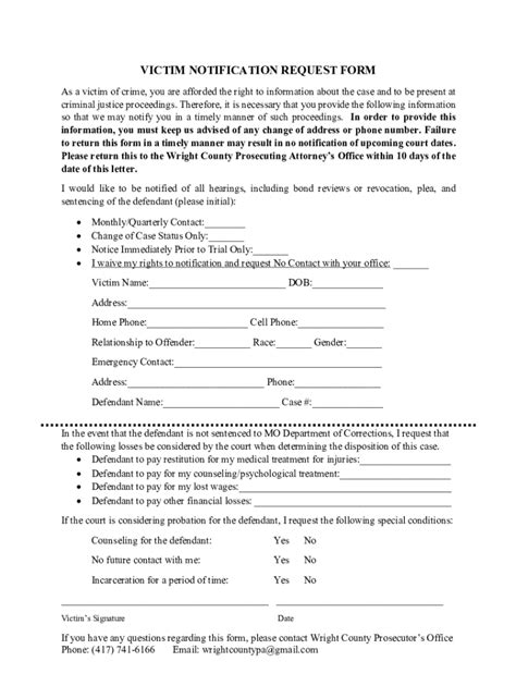 Fillable Online Victim Notification Request Fax Email Print Pdffiller