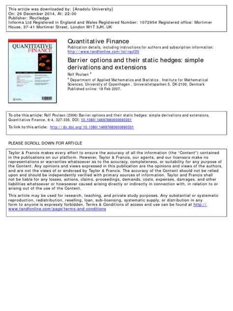 2006 Barrier Options And Their Static Hedges Simple Derivations And