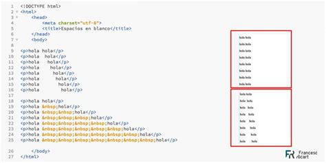 Como Hacer Espacios En Blanco Con Html