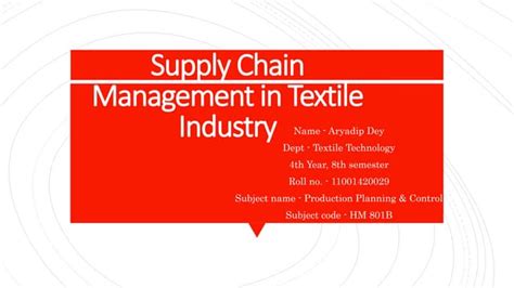 Supply Chain Management In Textile Industrypptx Apparel Industry