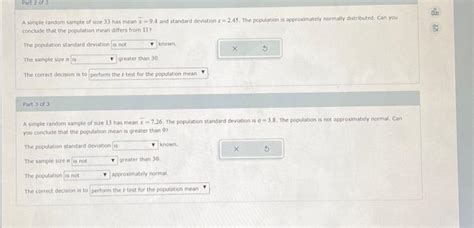 a simple random sample of size 33 has mean xˉ 9 4 and