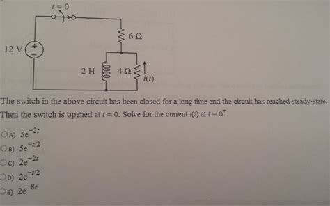 Solved The Switch In The Above Circuit Has Been Closed For A