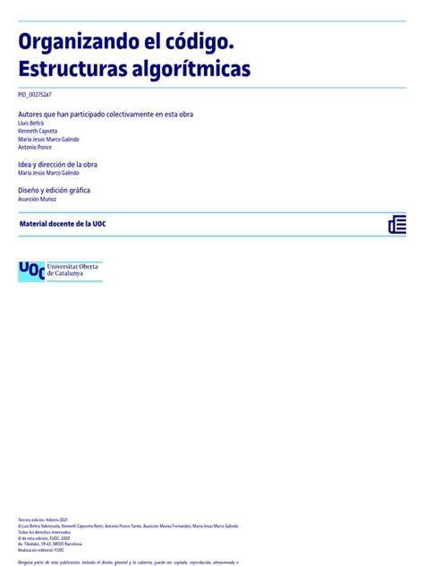 Organizando El Código Estructuras Algorítmicas Pdf Algoritmos División Matemáticas